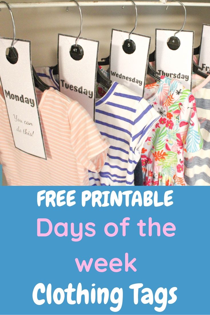 Printable Days of the Week Clothing Tags