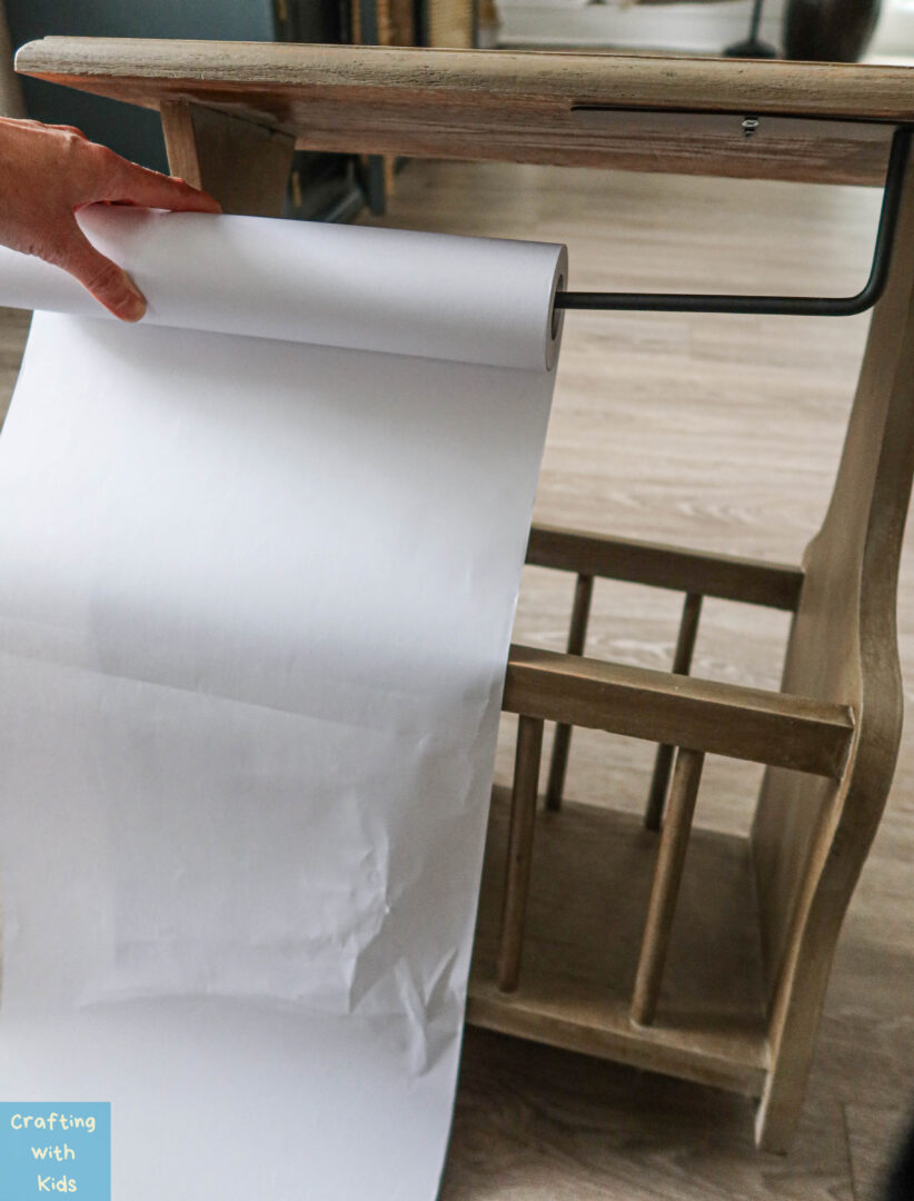 Kids Drawing Desk with a DIY Paper Roll Holder