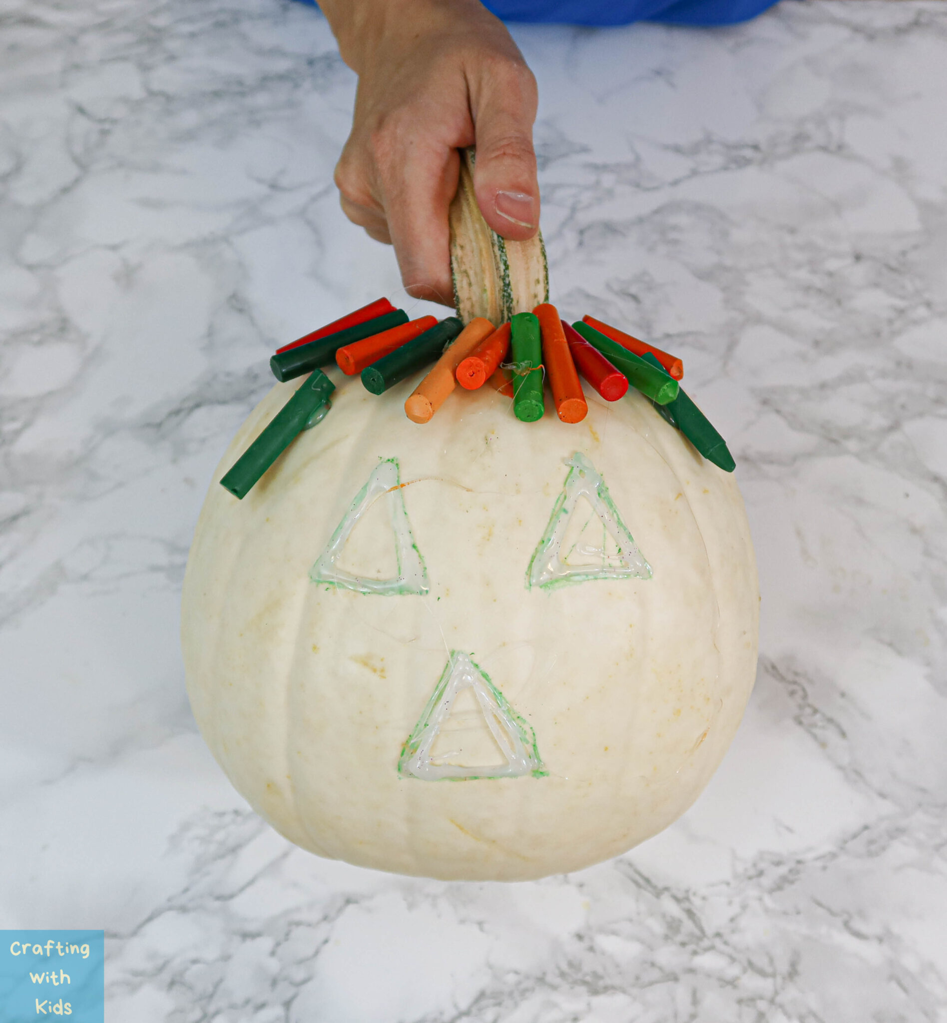 Crayon Melted Pumpkin Art; No Carve Pumpkin Craft