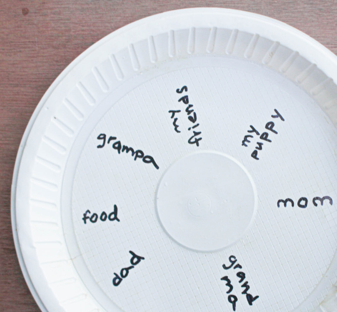 Paper Plate Craft with a 'Thankful For' Wheel for Thanksgiving