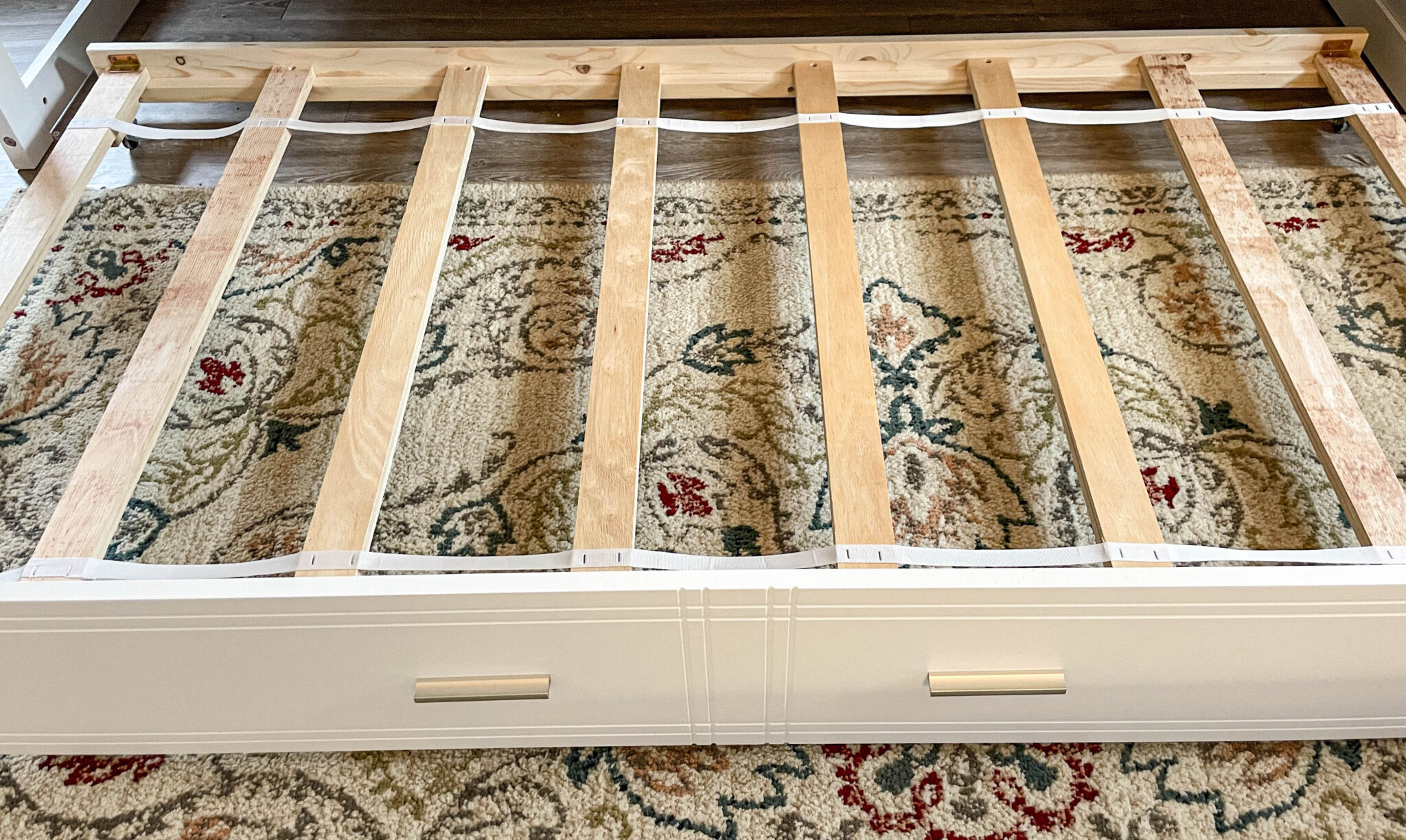 Under the Bed Storage Idea for Kids; Bins on a Rolling Trundle for Storage
