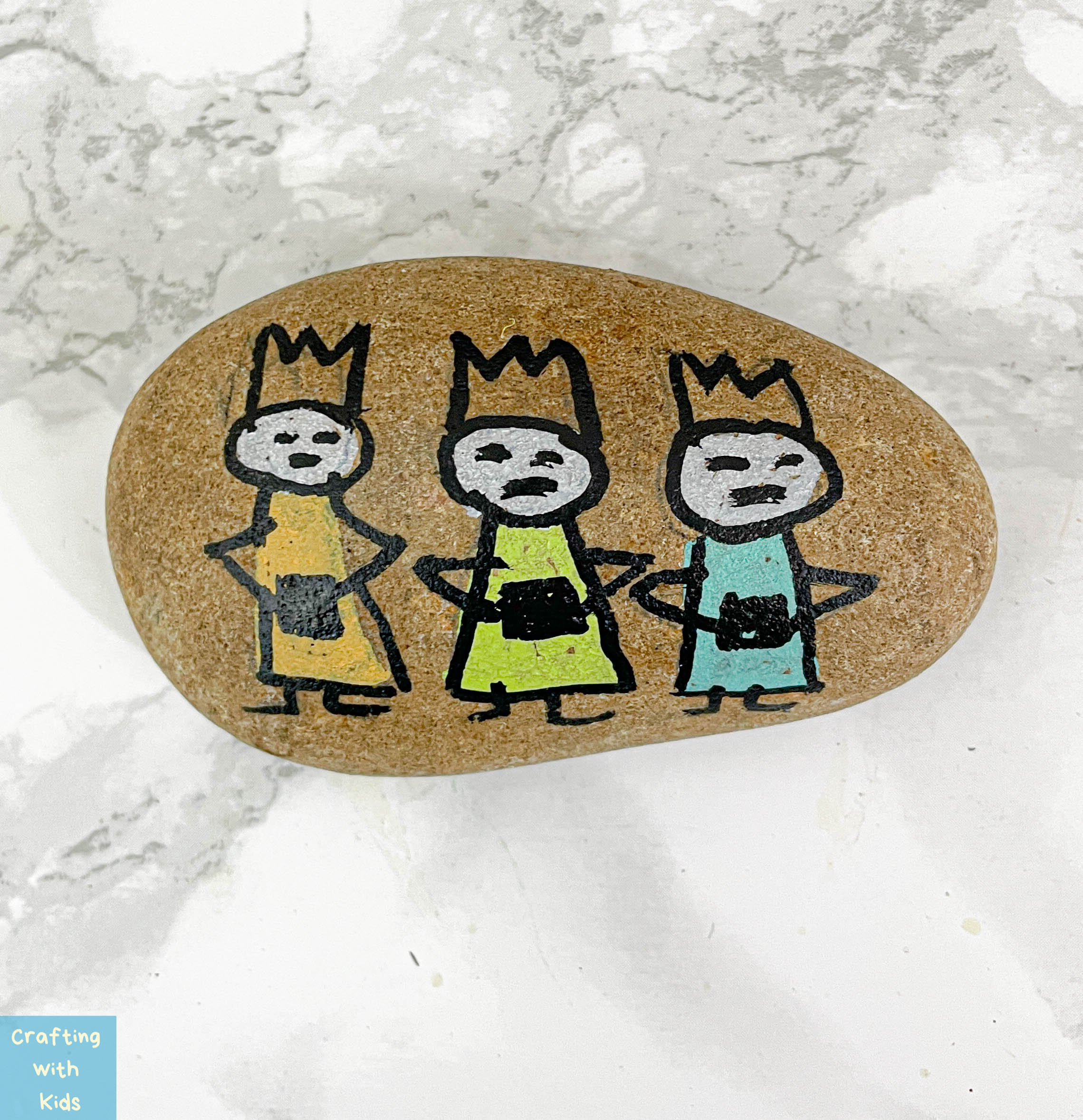 Christmas Rock Painting with a Nativity Scene