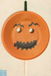 Paper Plate Pumpkin Mask for an Easy Halloween Craft