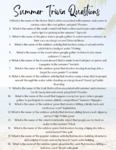 50 Fun Summer Trivia Questions for Kids with Free Printable