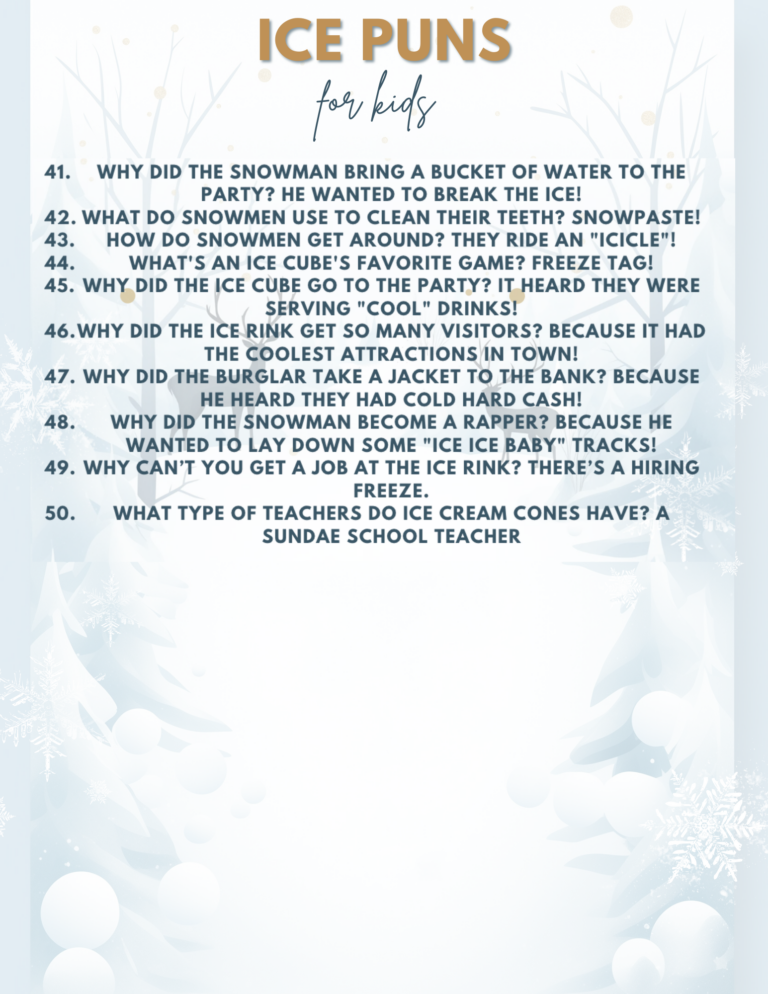 Best Ice Puns for Kids to Share with a Free Printable