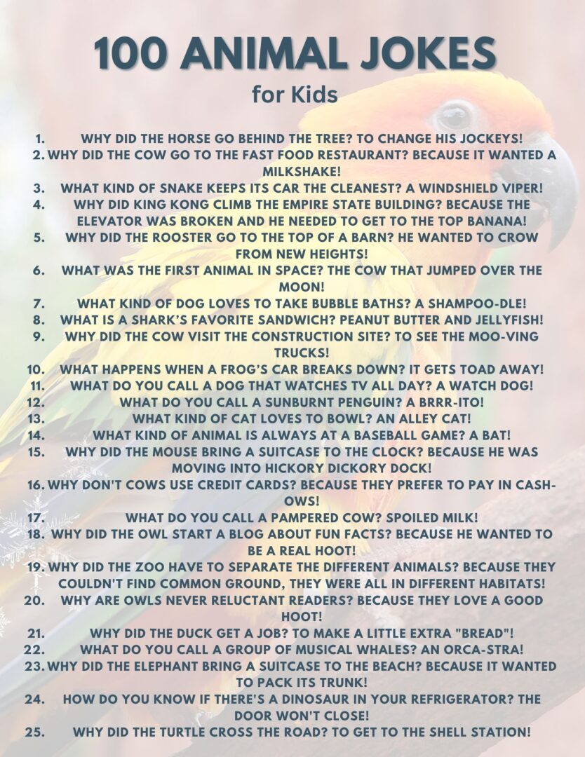 100 Funny Animal Jokes for Kids that will keep them Laughing