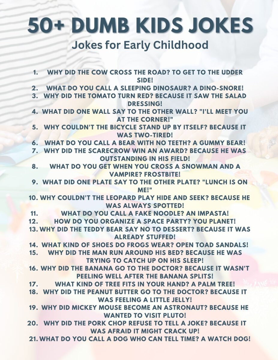Dumb Kids Jokes for Guaranteed Giggles with a Free Printable