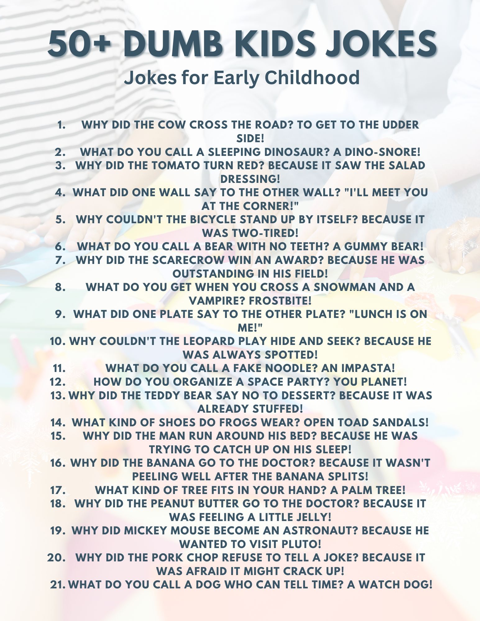Dumb Kids Jokes for Guaranteed Giggles with a Free Printable