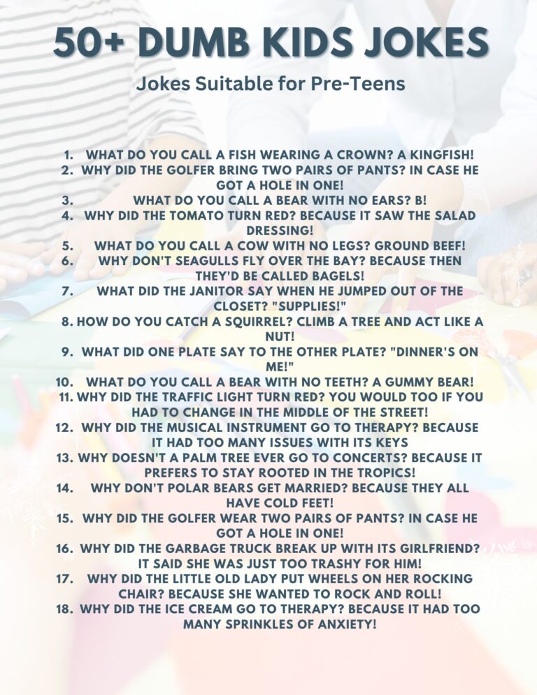 50 Dumb Kids Jokes With Free Printable for Giggles
