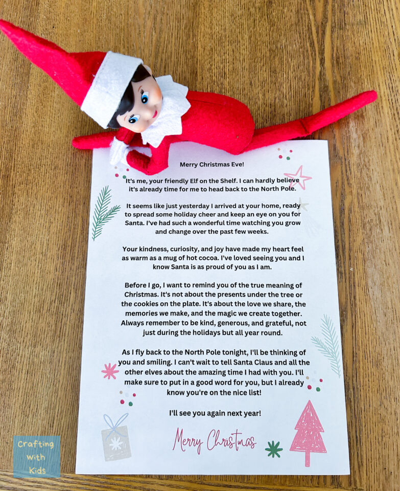 Elf on the Shelf Christmas Eve letter Free Printable