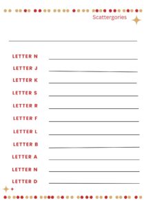 Fun Christmas Scattergories for Kids with Free Printables