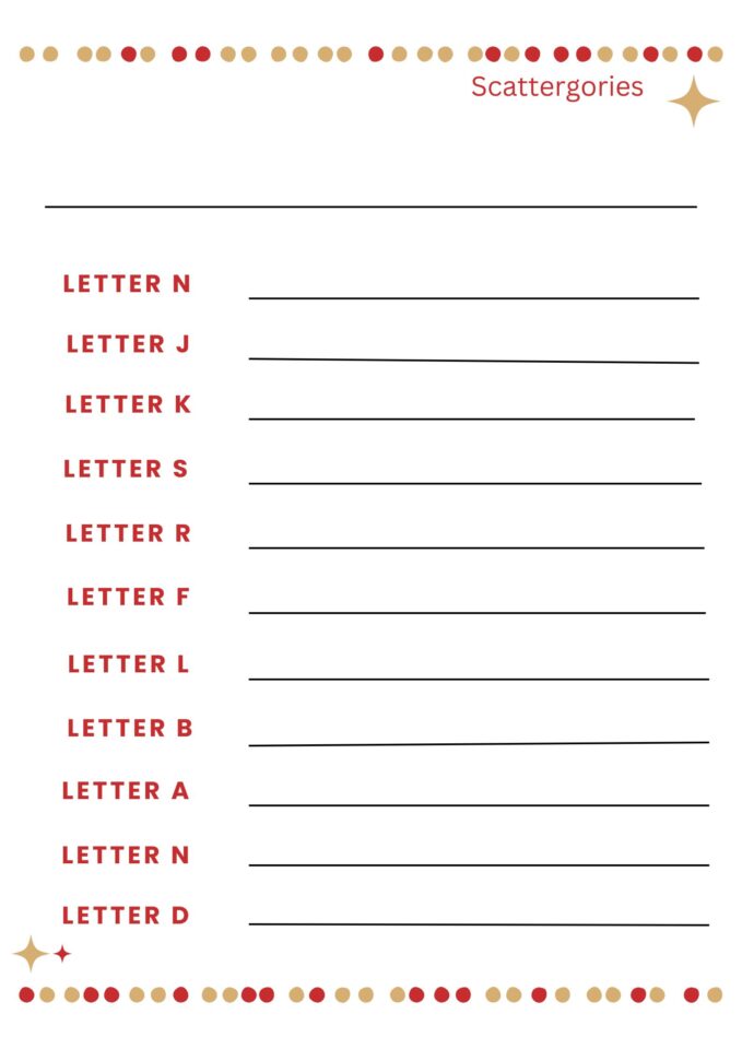 Fun Christmas Scattergories for Kids with Free Printables