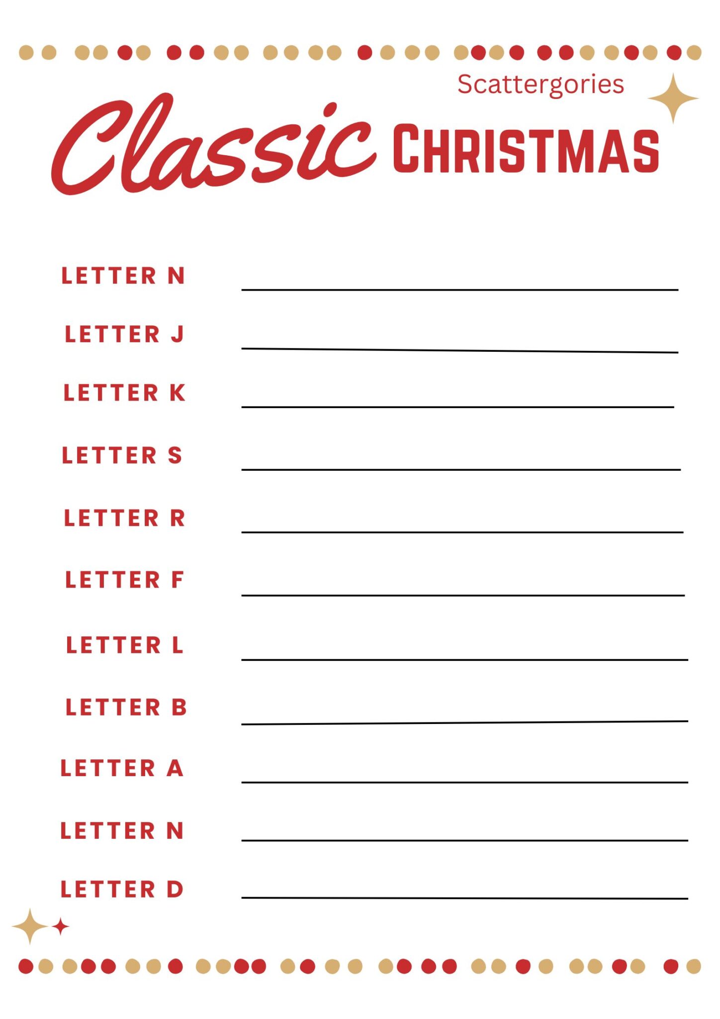 Fun Christmas Scattergories for Kids with Free Printables