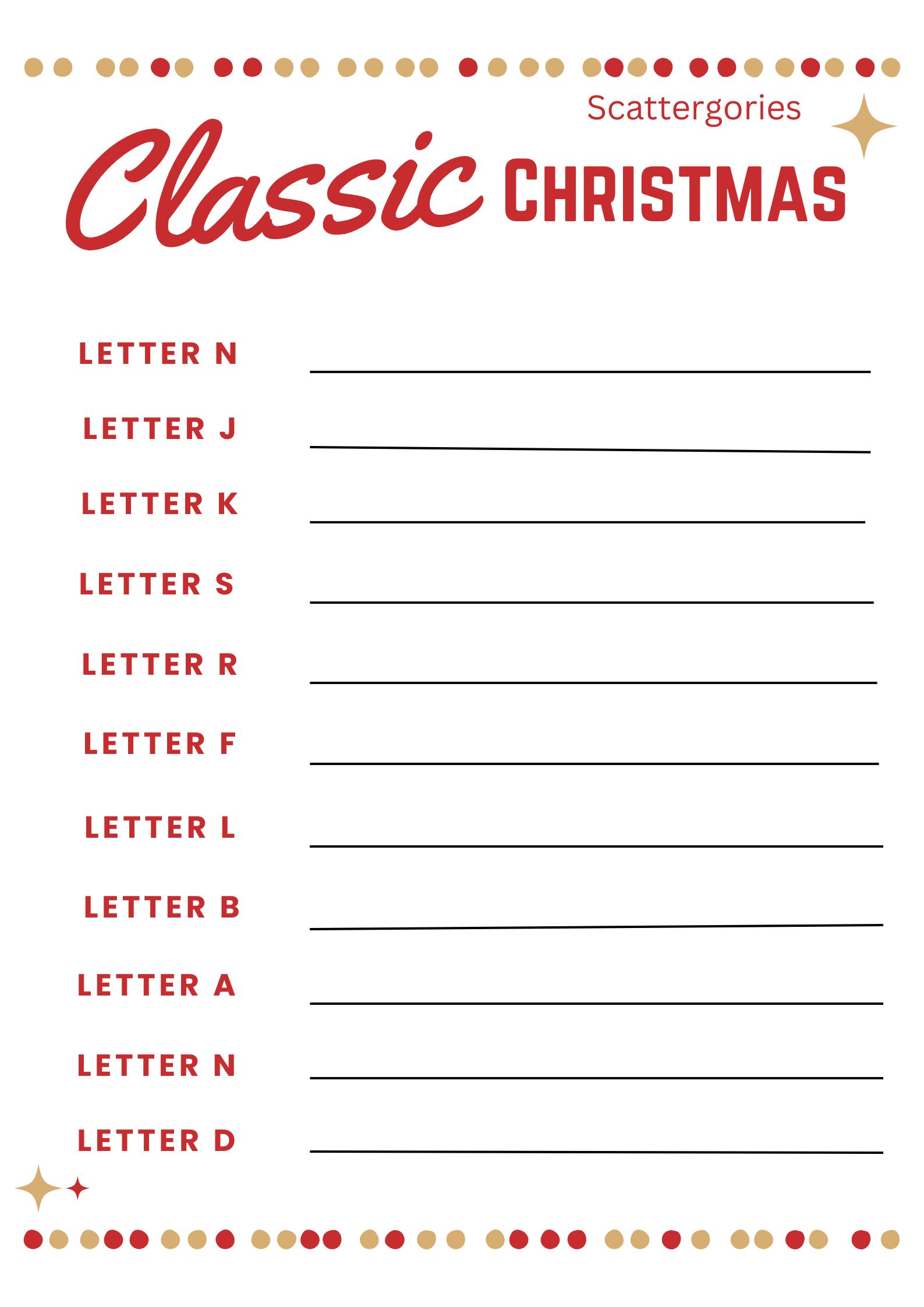 Fun Christmas Scattergories for Kids with Free Printables