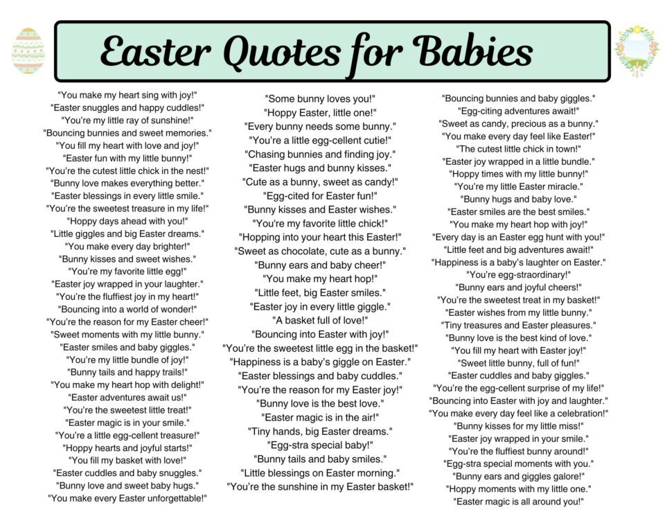 100 Adorable Baby Easter Quotes with Free Printable