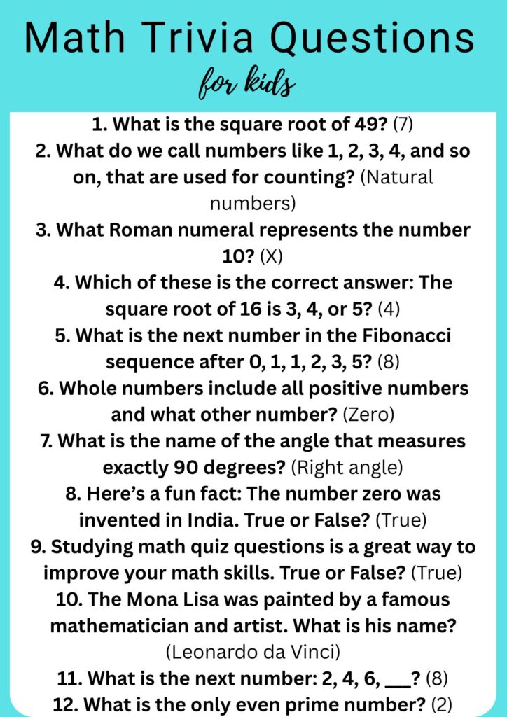 50+ Fun Math Trivia Questions for Kids (With Answers!)