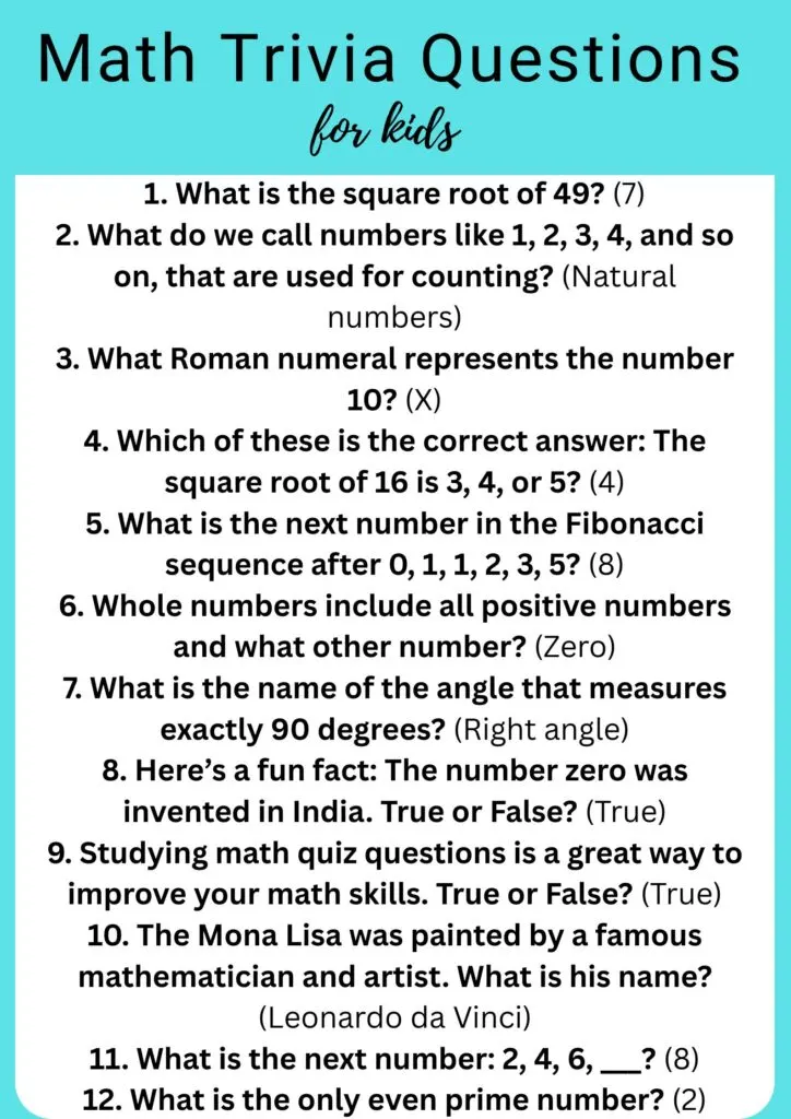 50+ Fun Math Trivia Questions for Kids (With Answers!)