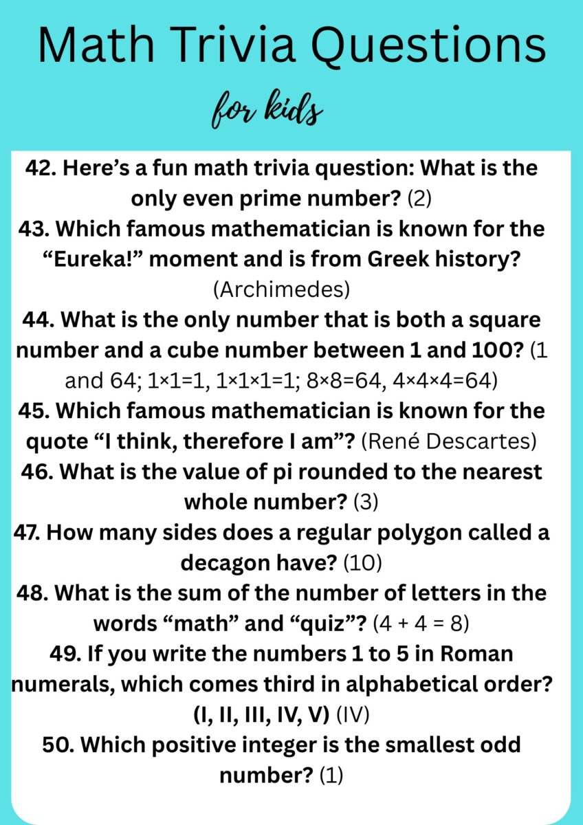 50+ Fun Math Trivia Questions for Kids (With Answers!)