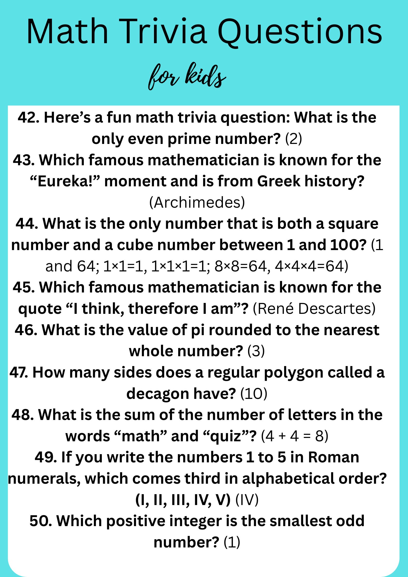 50+ Fun Math Trivia Questions for Kids (With Answers!)