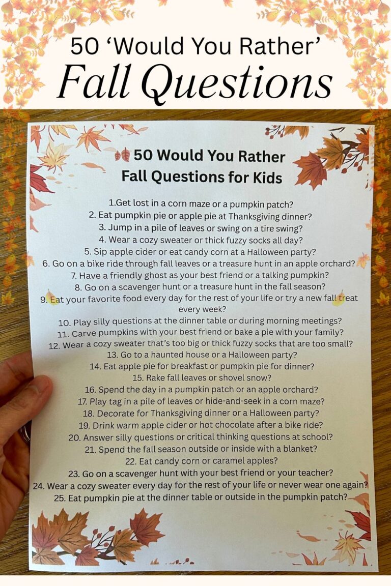 50 Would You Rather Fall Questions for Kids