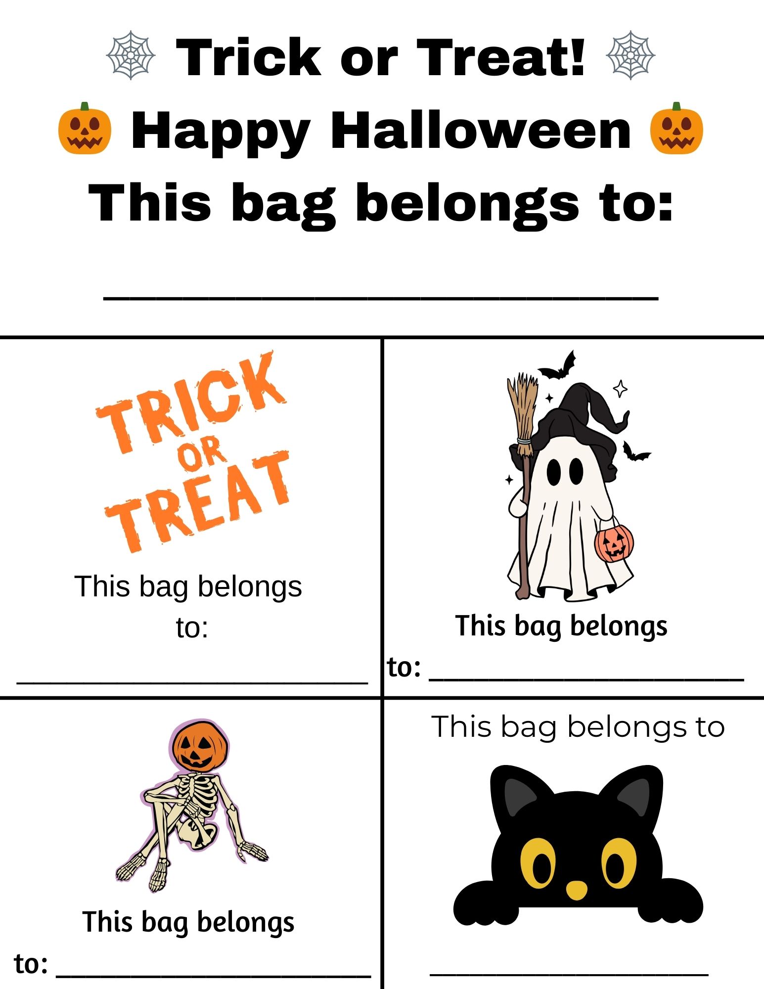 Free Halloween Trick-or-Treat Bag Printables for Kids