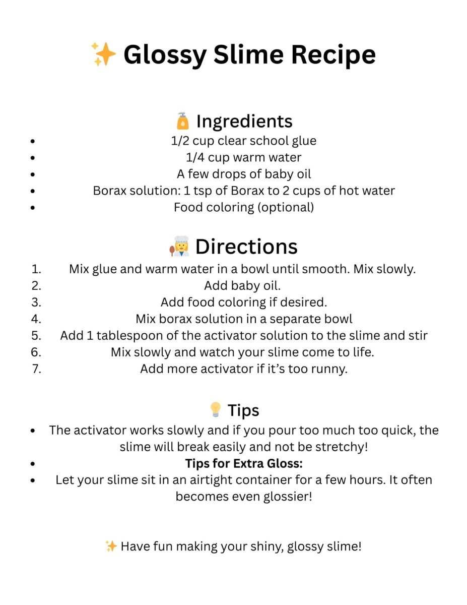 Printable Slime Recipes Kids Love Fluffy to Glossy Fun