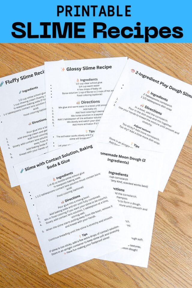 Printable Slime Recipes Kids Love Fluffy to Glossy Fun