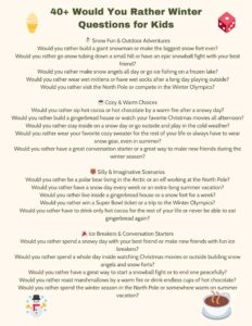 40+ Winter Would You Rather Questions for Kids