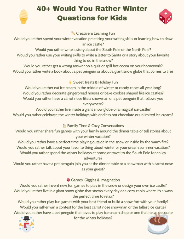 40+ Winter Would You Rather Questions for Kids